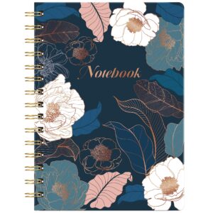 spiral journal/notebook - lined journal with back pocket and hardcover, 8.5" x 6.4", college ruled notebook/journal, premium thick paper, strong twin-wire binding, perfect for school, office & home -