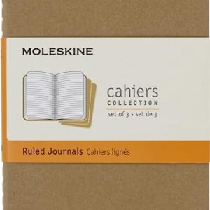 Moleskine Cahier Journal, Soft Cover, Pocket (3.5" x 5.5") Ruled/Lined, Kraft Brown, 64 Pages (Set of 3)