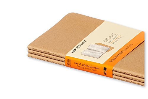 Moleskine Cahier Journal, Soft Cover, Pocket (3.5" x 5.5") Ruled/Lined, Kraft Brown, 64 Pages (Set of 3)