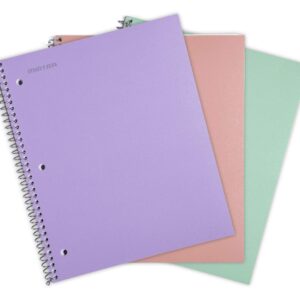 Mintra Office Durable Spiral Notebooks, 1 Subject, (Salmon, Sage Green, Lavender, College Ruled 3 Pack), 100 Sheets, Poly Pocket, Moisture Resistant Cover, Strong back, For School, Office, Business,