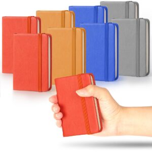 8-pack pocket notebook，4.3" x 3.2"small notebook，hardcover pu leather notebook total 200 pages, mini journal for college ruled, sketchbook, work notebook.（contains 2 yellow, 2 grey, 2 blue, 2 orange）