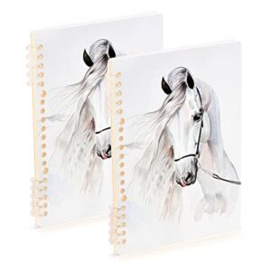 senya spiral notebook ruled 2 pcs, white horse journals for study and notes 60 pages with durable hardcover