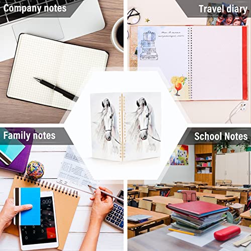 senya Spiral Notebook Ruled 2 Pcs, White Horse Journals for Study and Notes 60 Pages with Durable Hardcover