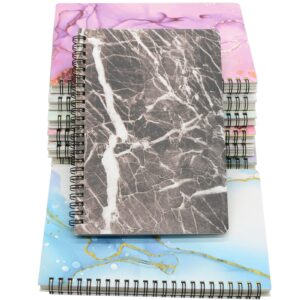 Yansanido Spiral Notebook, 8 Pcs A5 Marble Design Thick Hardcover 7mm College Ruled 80 Sheets -160 Pages Journals for Study and Notes (8 Style A5)