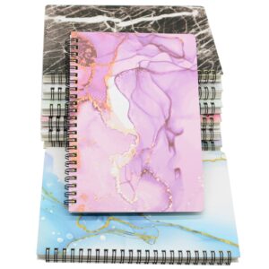 Yansanido Spiral Notebook, 8 Pcs A5 Marble Design Thick Hardcover 7mm College Ruled 80 Sheets -160 Pages Journals for Study and Notes (8 Style A5)