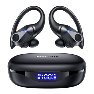 foycoy wireless earbuds bluetooth headphones 90hrs playtime ear buds ipx7 waterproof sports earphones wireless charging case over-ear earhooks headest