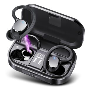 wireless earbuds bluetooth headphones 120hrs playtime hifi stereo wireless headphones with hd mic deep bass wireless earphones with dual led display usb-c ip7 waterproof earbuds for running sports