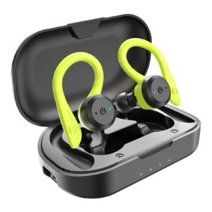 apekx bluetooth headphones true wireless earbuds with charging case ipx7 waterproof stereo sound earphones built-in mic in-ear headsets deep bass for sport running green