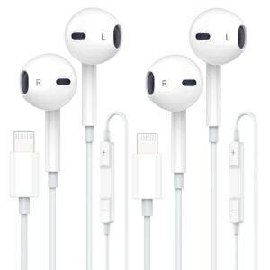 apple earbuds, iphone wired with lightning connector [apple mfi certified] wired earphones with microphone volume control music and calling headphones for iphone 14/13/12/11/se/x/xr/xs/8/7-2 pack