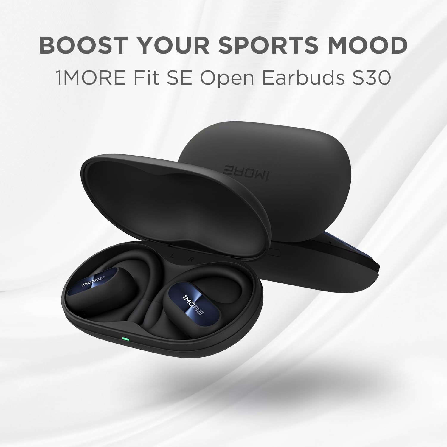 1MORE Fit SE S30 Open Ear Earbuds, Sports Earbuds Split Design with Ear Hooks, Bluetooth 5.3 Headphones with 4 Microphones for Clear Calls, IPX5, 30-Hour Playtime, Wireless Earbuds, Black