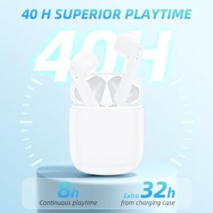 Wireless Earbuds 40H Playtime 8H Continuous Playtime Bluetooth Ear Buds, IPX6 Waterproof Stereo Sound Bluetooth Wireless Headphones with Microphone and Charging Case for iOS Android Sports