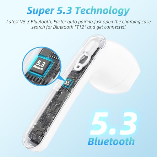 Wireless Earbuds 40H Playtime 8H Continuous Playtime Bluetooth Ear Buds, IPX6 Waterproof Stereo Sound Bluetooth Wireless Headphones with Microphone and Charging Case for iOS Android Sports