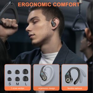 Wireless Earbuds Bluetooth 5.3 Headphones Stereo Bass, ENC Noise Cancelling Mic HD Call, Over Ear buds with Soft Earhooks for Sports, 48H Playtime LED Display, IP7 Waterproof Earphones for Android iOS