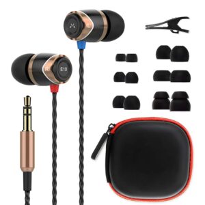 SoundMAGIC E10 Wired Earphones No Microphone HiFi Stereo Earbuds Noise Isolating in Ear Headphones Powerful Bass Tangle Free Cord Black Gold