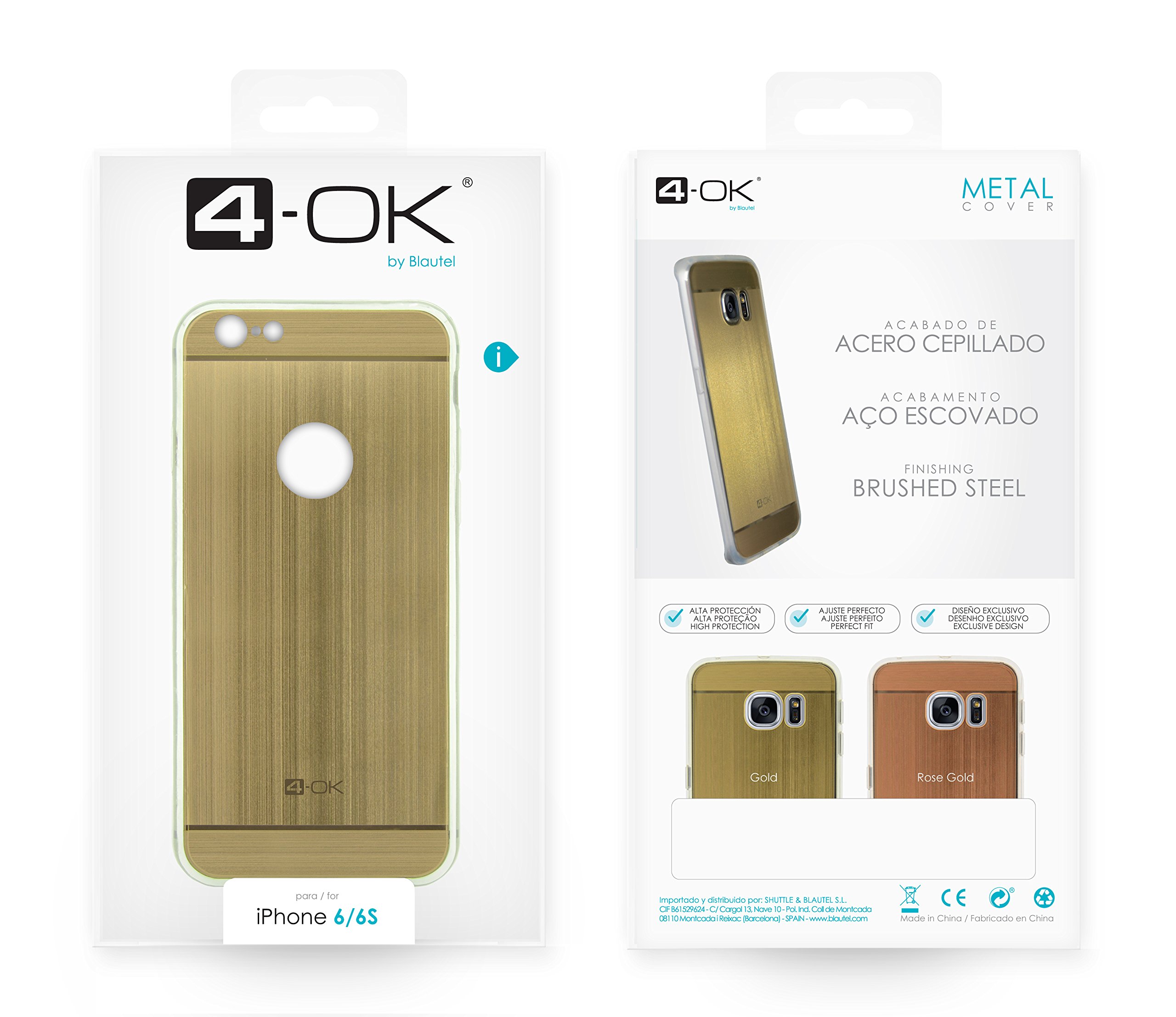 4-Ok Metal Case for Apple iPhone 6/6S - Gold