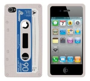 blautel iphone 4/4s case silicolor retro cassete white