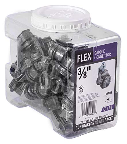 Halex – 3/8 Inch Flexible Metal Conduit – FMC – Saddle Connectors – 06703B – 50 Per Pack,Silver