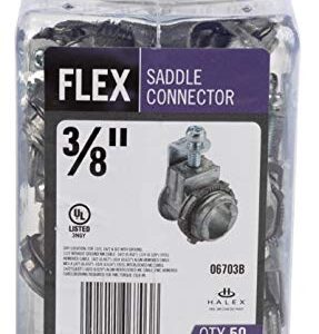 Halex – 3/8 Inch Flexible Metal Conduit – FMC – Saddle Connectors – 06703B – 50 Per Pack,Silver