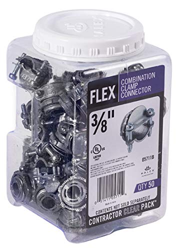 Halex – 3/8 Inch Flexible Metal Conduit (FMC) Clamp Combination Connector – 05711B – 50 Per Pack