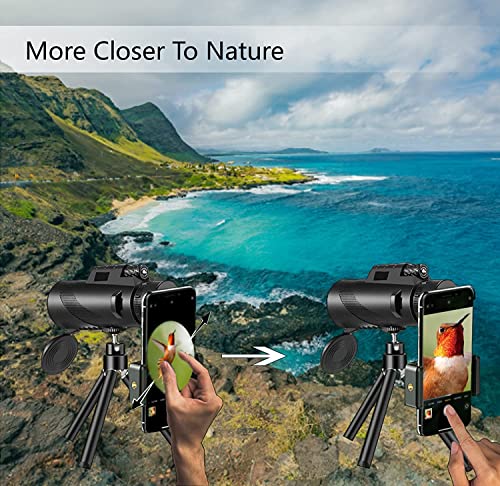 80x100 Monocular-Telescope for Adults High Powered Compact Monoculars with Smartphone Holder & Tripod, BAK4 Prism for Stargazing Hunting Hiking Travel Bird Watching Camping Wildlife Scenery