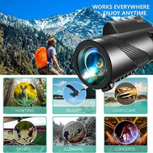 80x100 Monocular-Telescope for Adults High Powered Compact Monoculars with Smartphone Holder & Tripod, BAK4 Prism for Stargazing Hunting Hiking Travel Bird Watching Camping Wildlife Scenery