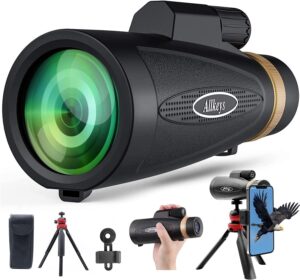 allkeys hd monocular telescope, 16x55 high power monocular for adults with bak4 prism & fmc lens, day & low night vision, waterproof monocular with upgraded folding tripod - suitable for bird watching