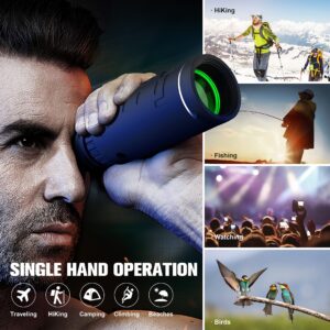 JiaSifu 40x60 High Definition Monocular Telescope with Smartphone Adapter, BAK4 Prism FMC Monocular with Clear Low Light Vision for Wildlife Hunting Camping Travelling（LD006-00A-38）