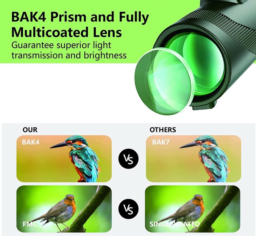 80x100 HD Monocular for Adults High Powered with Smartphone Adapter & Tripod, Monocular-Telescope with BAK4 Prism for Bird Watching, Hunting, Hiking, Outdoor Camping, Travel, Wildlife