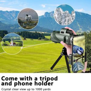 80x100 HD Monocular for Adults High Powered with Smartphone Adapter & Tripod, Monocular-Telescope with BAK4 Prism for Bird Watching, Hunting, Hiking, Outdoor Camping, Travel, Wildlife