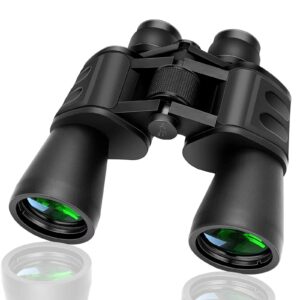 binoculars 20x50,high power binoculars for adults and kids with low light night vision, compact waterproof binoculars for bird watching hunting travel football stargazing bak-4 prism fmc lens(black)