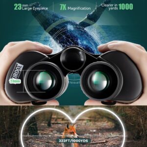 7x50 HD Binoculars High Powered, Large View Binoculars with Clear Low Light Vision-Binoculars for Bird Watching Cruise Travel, Night Vision Binoculars and Waterproof Compact Binoculars for Adults