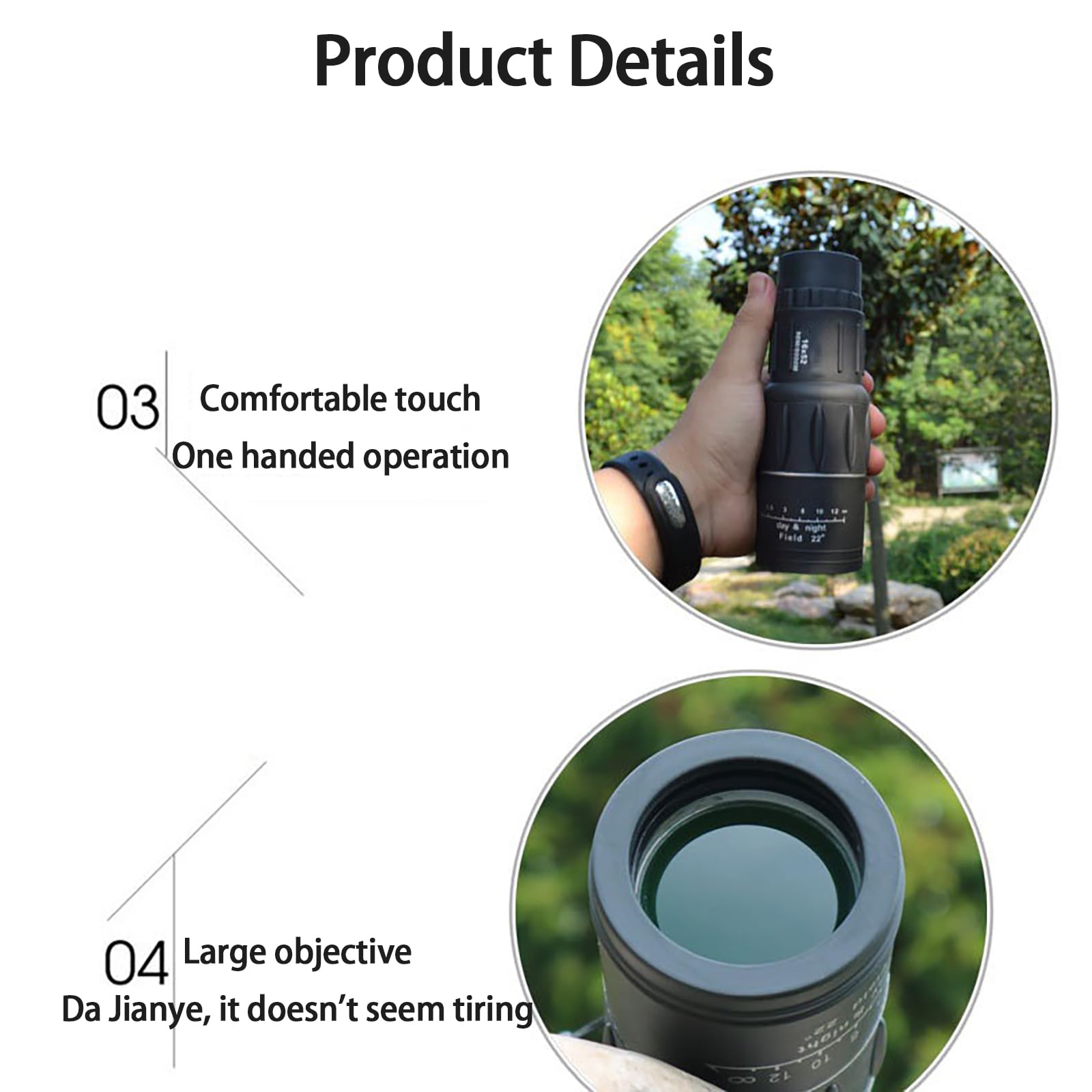 Portable High Magnification Monoculars | FMC Lens & BAK4 Prism | 16x52 Waterproof HD Monocular Telescope for Adults Kids Bird Watching Hiking Camping