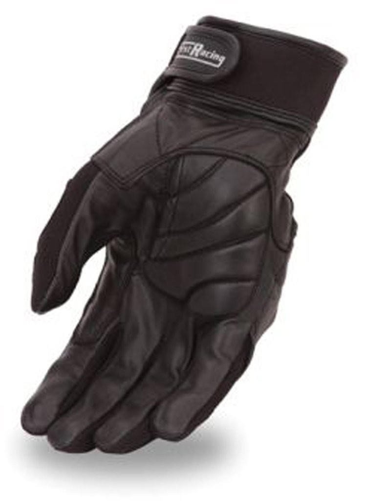 FMC Mens Motorcycle Gel Paded Palm Textile Leather Hard protection Soft Gloves Blk (M Regular)