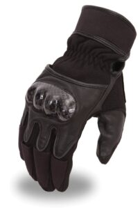 fmc mens motorcycle gel paded palm textile leather hard protection soft gloves blk (m regular)