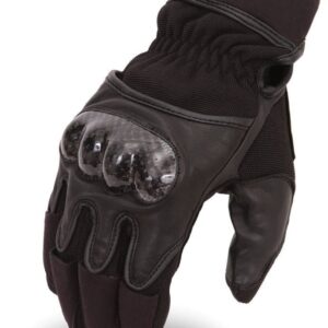 FMC Mens Motorcycle Gel Paded Palm Textile Leather Hard protection Soft Gloves Blk (M Regular)