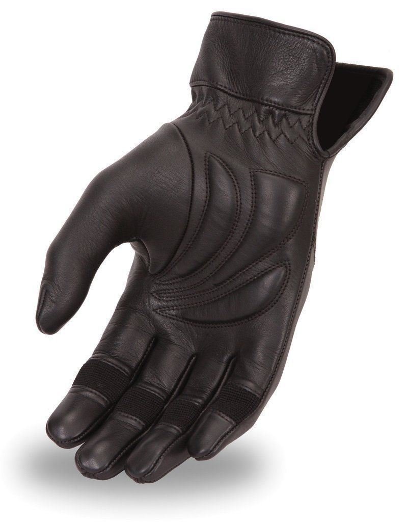 FMC Motorcycle Womens Cruiser Blk Leather Gel Palm Gloves Butter Soft Leather Blk (XL Regular)