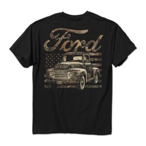 buck wear ford-49 camo flag 5 oz t-shirt, md