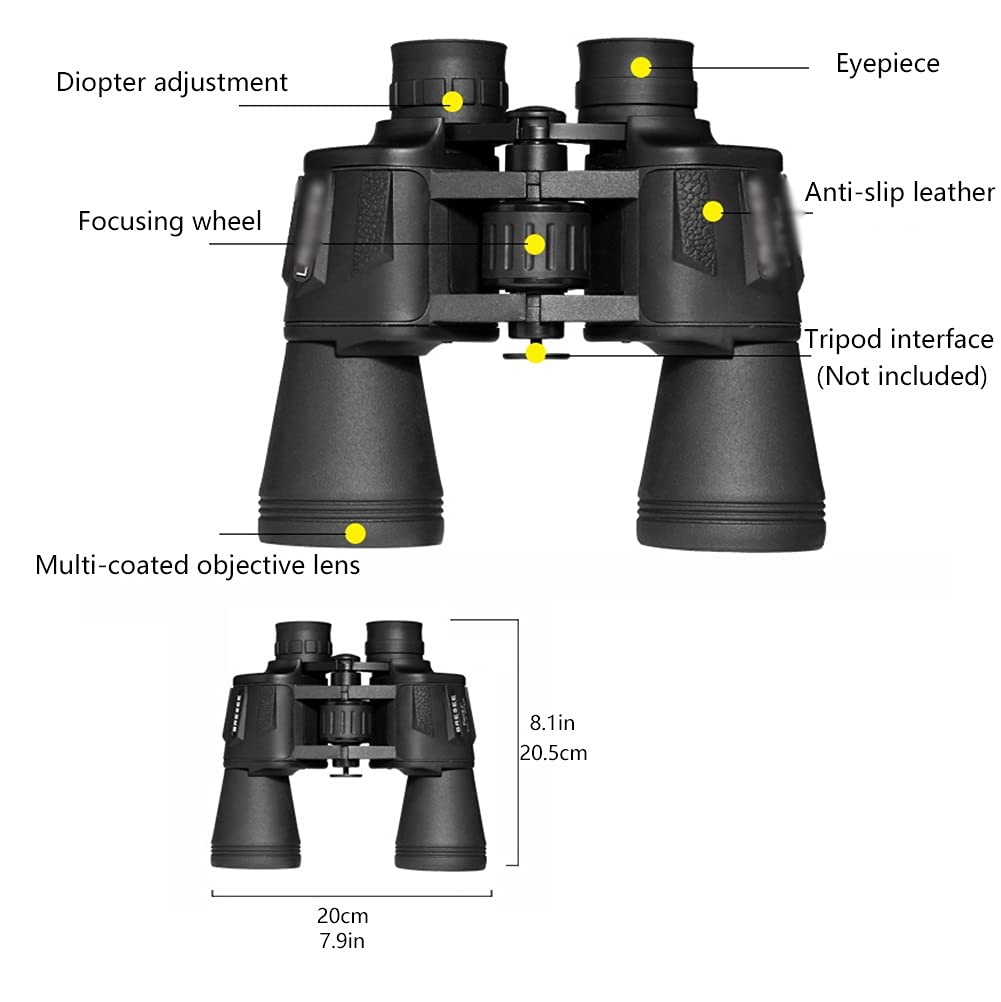 Bird Watching 20x50 High Power Binoculars HD Professional/Waterproof Binoculars with BAK4 FMC Lens for Adults Bird Watching Travel Telescope