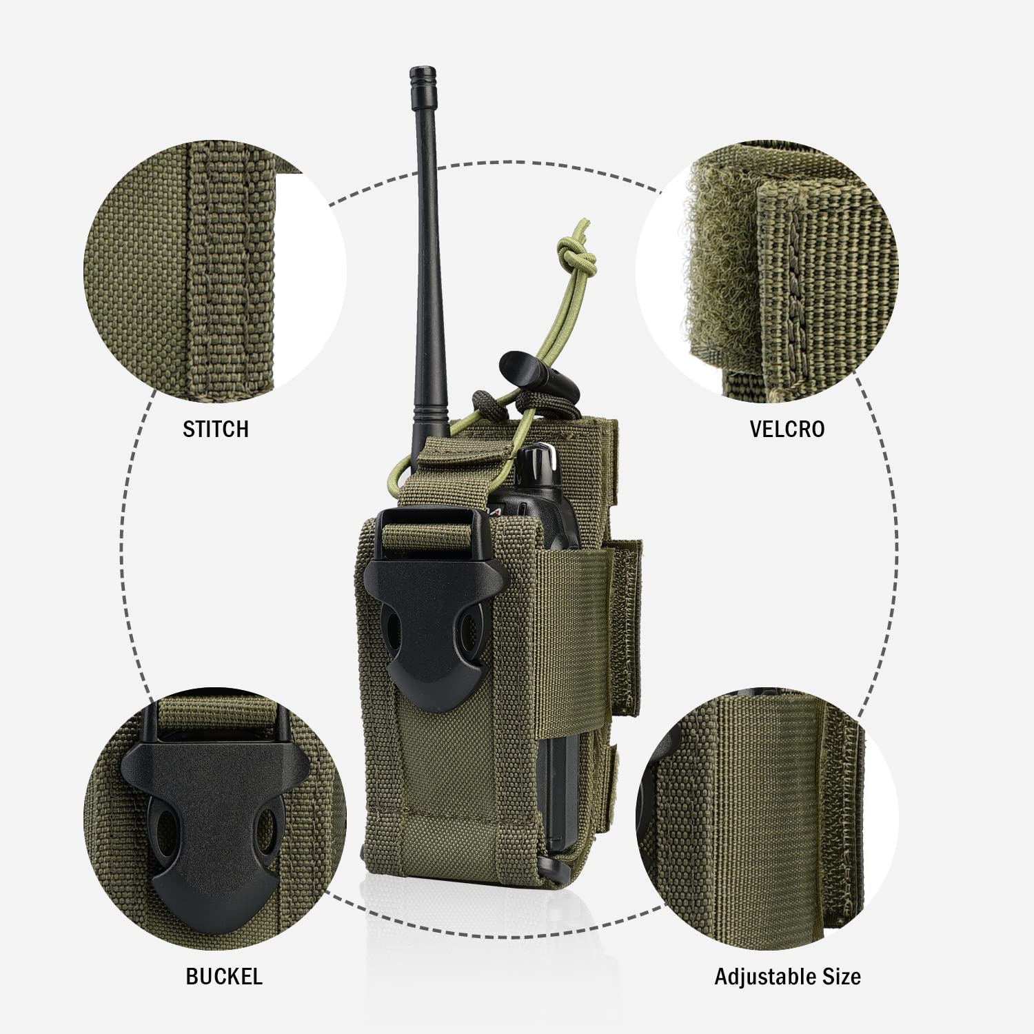 VIPERADE Radio Holster, MOLLE Radio Pouch for Vest, Universal Walkie Talkie Holster Radio Holder for Duty Belt, Police Radio Holder Tactical Radio Pouch for Baofeng, Motorola OD Green