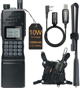 baofeng ar-152 military grade ham radio 10w powerful long range rechargeable walkie talkie for adults with waterproof tactical chest harness bag,tactical antenna and programming cable two way radio