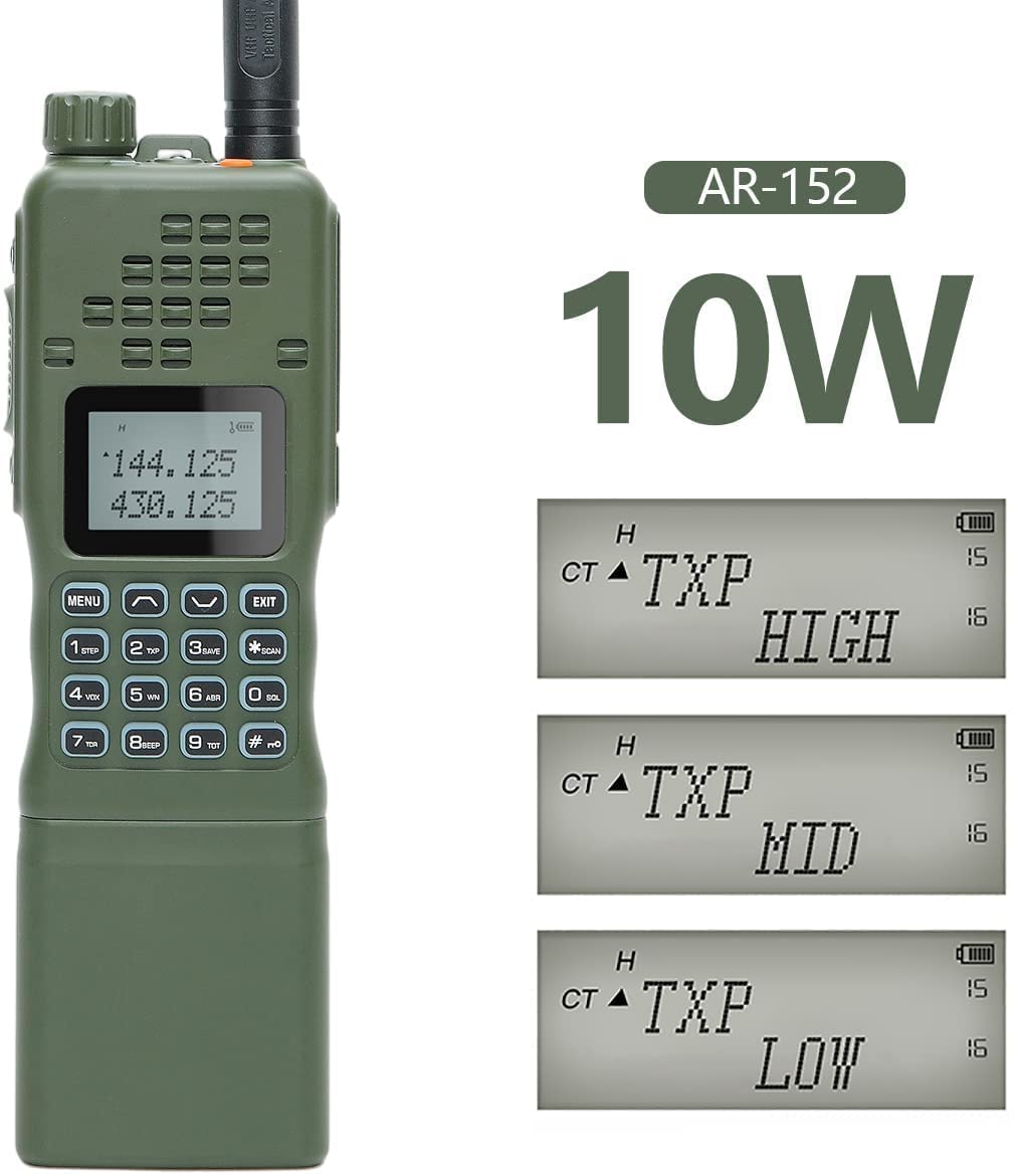 Baofeng AR-152 Military Grade 10 watt Ham Walkie Talkies for adults,long range rechargeable tactical radio with Green Speaker Mic and Tactical antenna full baofeng accessories