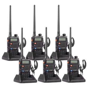 6 pack nicama baofeng uv-5r dual band two way radio, 144-148/420-450mhz walkie talkie with 1800mah li-ion battery