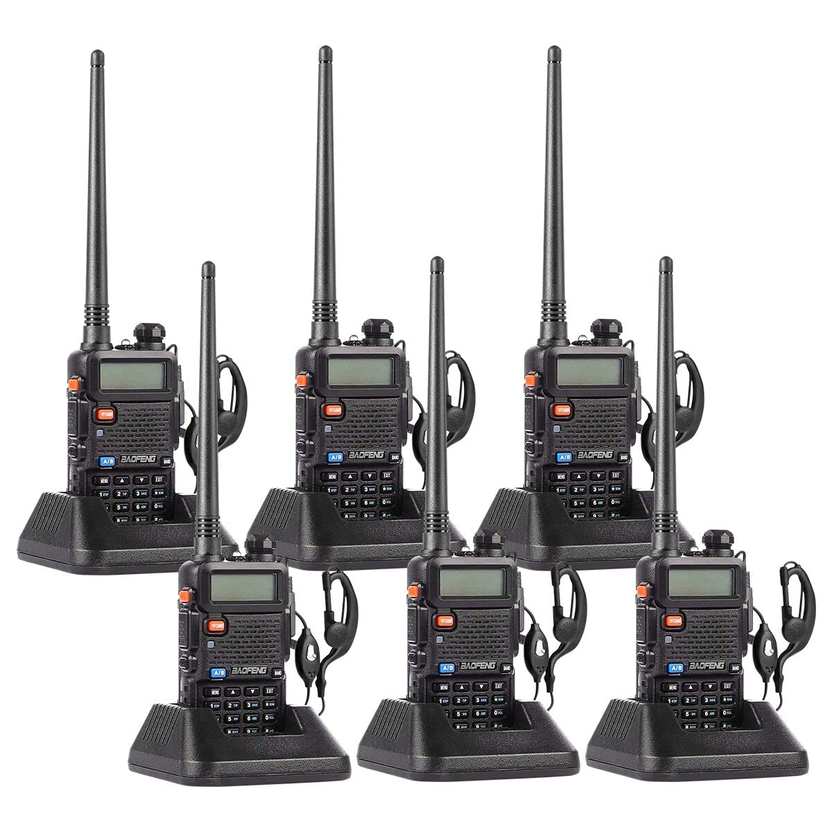 6 Pack Nicama Baofeng UV-5R Dual Band Two Way Radio, 144-148/420-450Mhz Walkie Talkie with 1800mAh Li-ion Battery