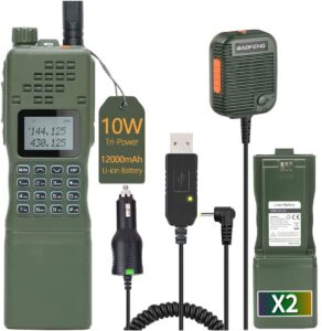 baofeng ar-152 10w ham radio powerful military grade tactical long range walkie talkie with speaker mic, car charger and more 12000mah battery portable tactical two way radio full set