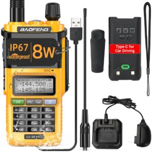 baofeng uv-9r pro dual band two-way radio ham radio waterproof ip67 transceiver walkie talkie rechargeable 8w ham radio upgraded version of uv-5r with type-c charger cable