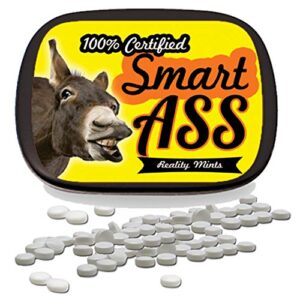 100% Smart Ass Mints – Gift for Sarcastic People – Funny Gifts for Men – Funny Mint Tins - Stocking Stuffers for Friends – Peppermint Mints – Smartass - Donkey Gifts - Reality Mints