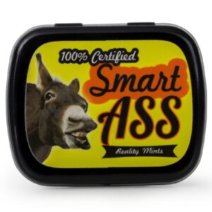 100% smart ass mints – gift for sarcastic people – funny gifts for men – funny mint tins - stocking stuffers for friends – peppermint mints – smartass - donkey gifts - reality mints