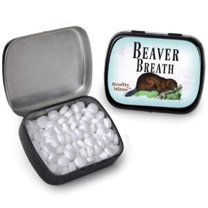 Beaver Breath Mints - Vintage Beaver Design - Wintergreen Mints for Men - Novelty Candy, Black tin, Sugar-free, 300 Pieces