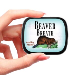 Beaver Breath Mints - Vintage Beaver Design - Wintergreen Mints for Men - Novelty Candy, Black tin, Sugar-free, 300 Pieces