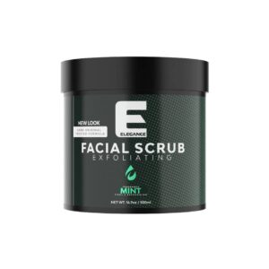 elegance natural face scrub, 16.9 oz, mint based facial scrub, exfoliate and eliminate impuritites for a healthy and hydrated glowing skin